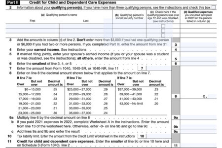 IRS Form 2441, Child and Dependent Care Expenses